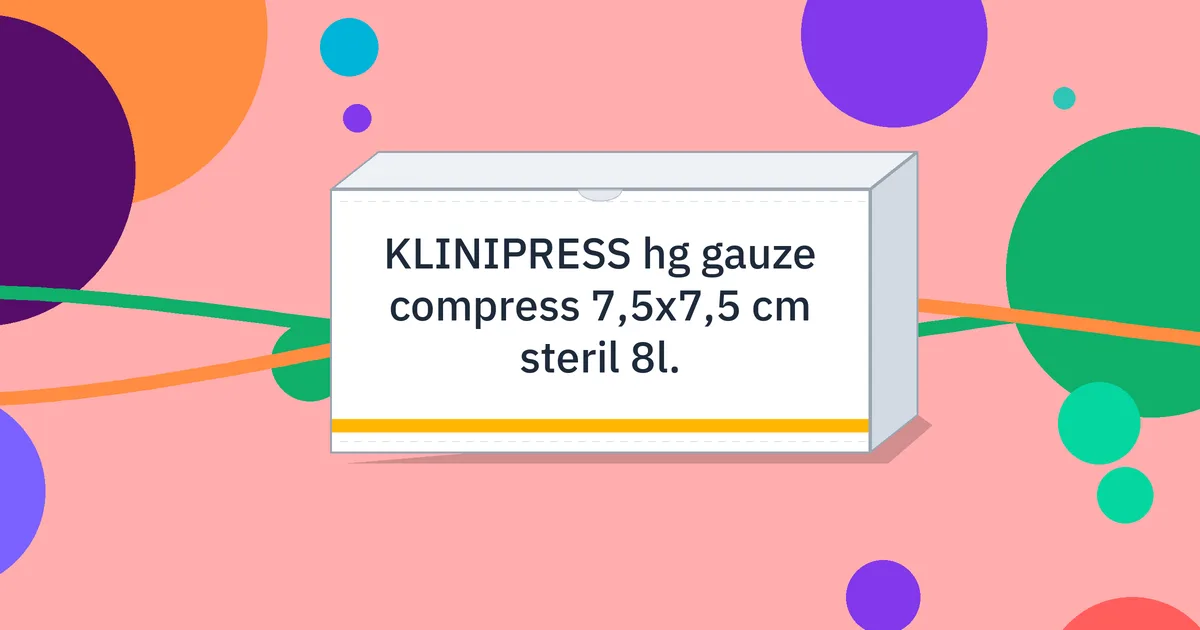 Symbolbild: Packung mit der Aufschrift KLINIPRESS hg gauze compress 7,5x7,5 cm steril 8l. (PZN 13242265) – Verfügbarkeit und Bezug in Apotheken in Frankfurt am Main