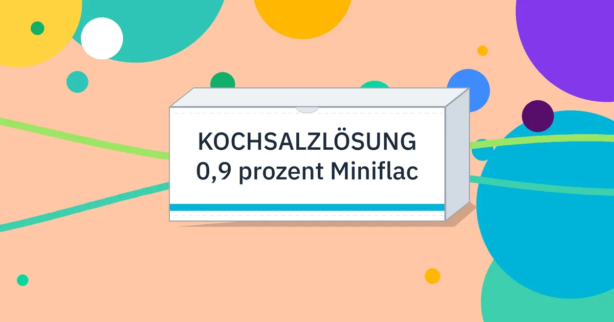 Symbolbild: Packung mit der Aufschrift KOCHSALZLÖSUNG 0,9 prozent Miniflac (PZN 06173569) – Verfügbarkeit und Bezug in Apotheken in Frankfurt am Main