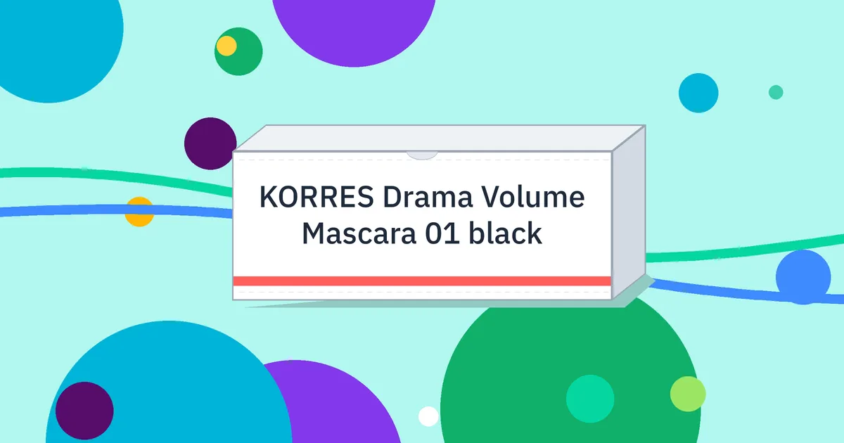Symbolbild: Packung mit der Aufschrift KORRES Drama Volume Mascara 01 black (PZN 19912784) – Verfügbarkeit und Bezug in Apotheken in Frankfurt am Main