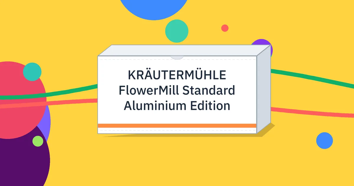 Symbolbild: Packung mit der Aufschrift KRÄUTERMÜHLE FlowerMill Standard Aluminium Edition (PZN 18331708) – Verfügbarkeit und Bezug in Apotheken in Frankfurt am Main