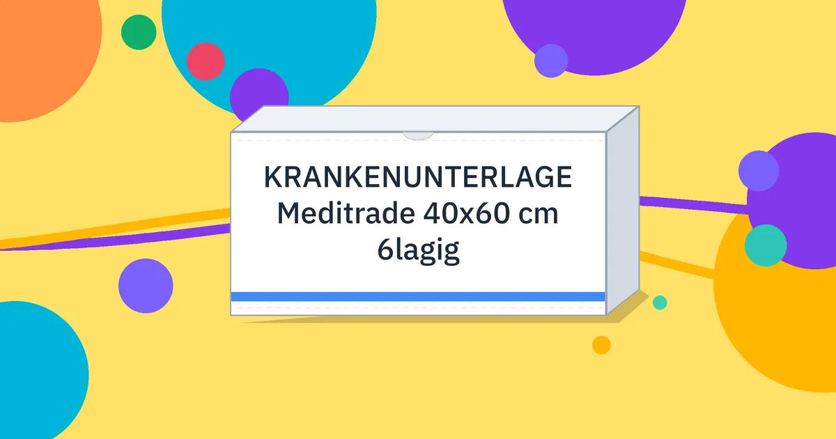 Symbolbild: Packung mit der Aufschrift KRANKENUNTERLAGE Meditrade 40x60 cm 6lagig (PZN 02426826) – Verfügbarkeit und Bezug in Apotheken in Frankfurt am Main