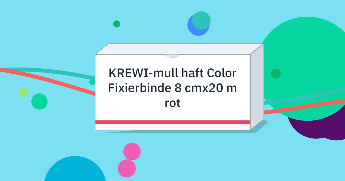 Symbolbild: Packung mit der Aufschrift KREWI-mull haft Color Fixierbinde 8 cmx20 m rot (PZN 11338989) – Verfügbarkeit und Bezug in Apotheken in Frankfurt am Main