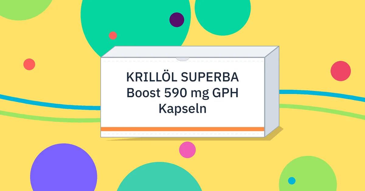 Symbolbild: Packung mit der Aufschrift KRILLÖL SUPERBA Boost 590 mg GPH Kapseln (PZN 20891018) – Verfügbarkeit und Bezug in Apotheken in Frankfurt am Main