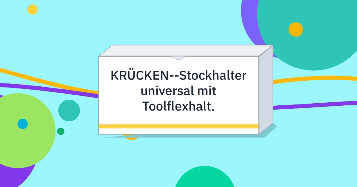 Symbolbild: Packung mit der Aufschrift KRÜCKEN--Stockhalter universal mit Toolflexhalt. (PZN 09609257) – Verfügbarkeit und Bezug in Apotheken in Frankfurt am Main