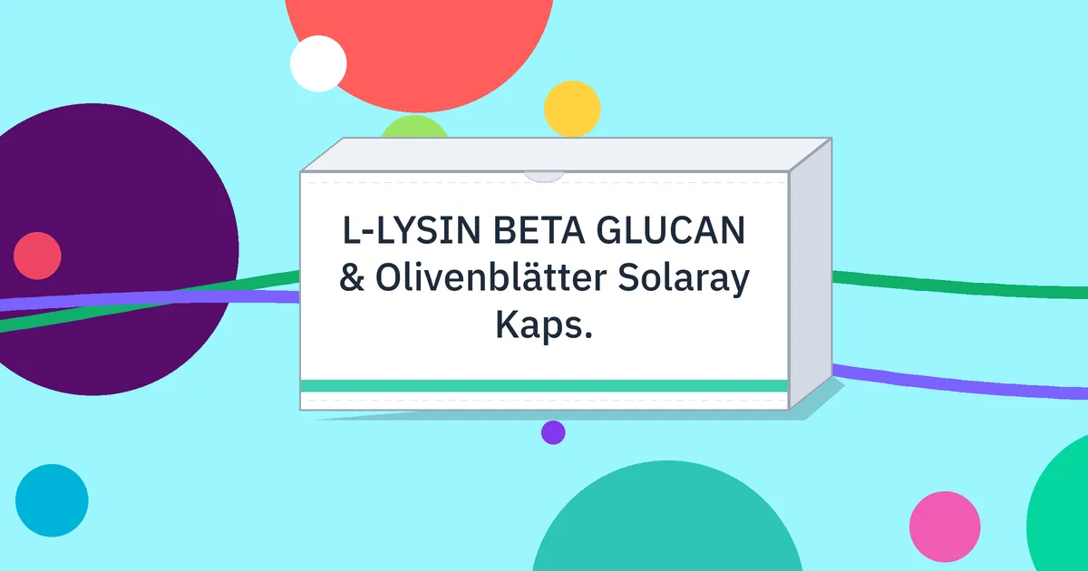 Symbolbild: Packung mit der Aufschrift L-LYSIN BETA GLUCAN & Olivenblätter Solaray Kaps. (PZN 17254176) – Verfügbarkeit und Bezug in Apotheken in Frankfurt am Main