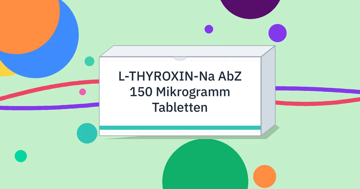 Symbolbild: Packung mit der Aufschrift L-THYROXIN-Na AbZ 150 Mikrogramm Tabletten (PZN 09082442) – Verfügbarkeit und Bezug in Apotheken in Frankfurt am Main