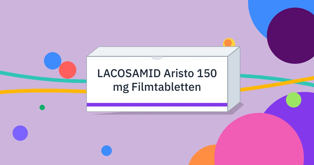 Symbolbild: Packung mit der Aufschrift LACOSAMID Aristo 150 mg Filmtabletten (PZN 17895923) – Verfügbarkeit und Bezug in Apotheken in Frankfurt am Main
