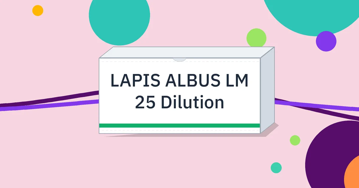 Symbolbild: Packung mit der Aufschrift LAPIS ALBUS LM 25 Dilution (PZN 13523283) – Verfügbarkeit und Bezug in Apotheken in Frankfurt am Main