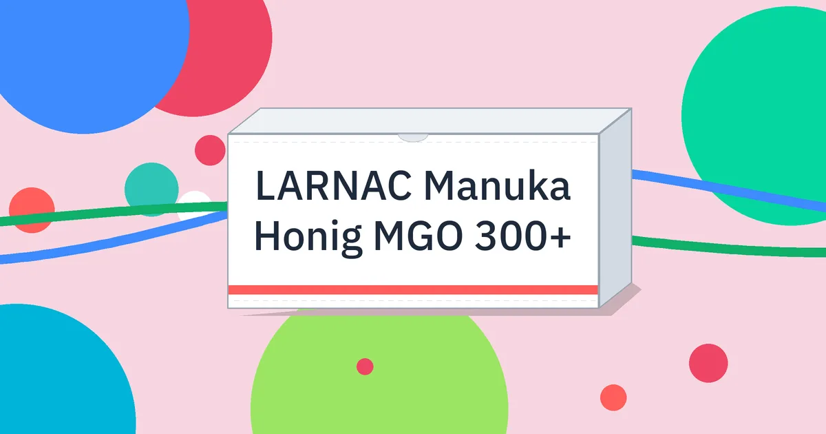Symbolbild: Packung mit der Aufschrift LARNAC Manuka Honig MGO 300+ (PZN 20865914) – Verfügbarkeit und Bezug in Apotheken in Frankfurt am Main