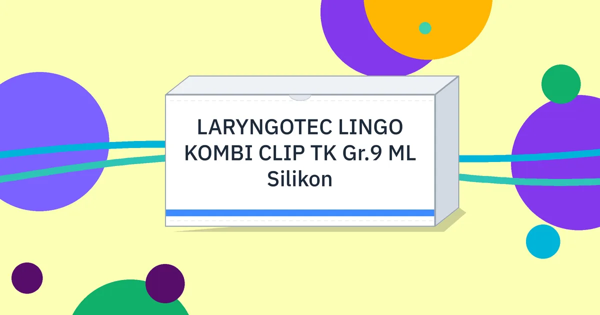 Symbolbild: Packung mit der Aufschrift LARYNGOTEC LINGO KOMBI CLIP TK Gr.9 ML Silikon (PZN 03312332) – Verfügbarkeit und Bezug in Apotheken in Frankfurt am Main