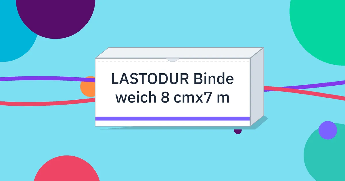 Symbolbild: Packung mit der Aufschrift LASTODUR Binde weich 8 cmx7 m (PZN 01852662) – Verfügbarkeit und Bezug in Apotheken in Frankfurt am Main
