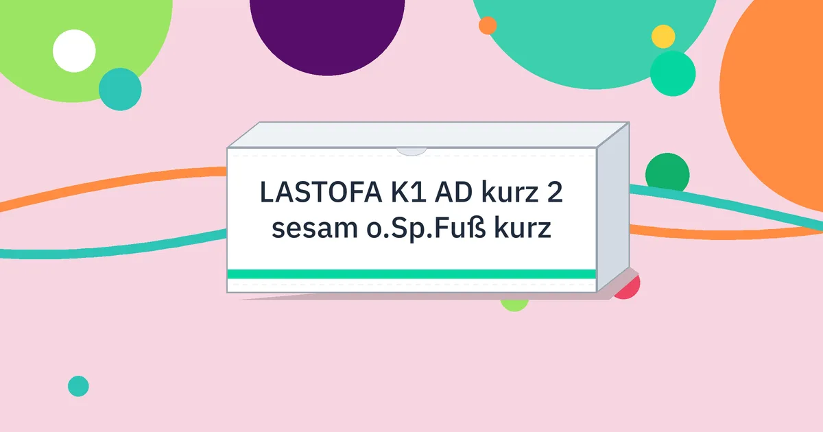 Symbolbild: Packung mit der Aufschrift LASTOFA K1 AD kurz 2 sesam o.Sp.Fuß kurz (PZN 13786812) – Verfügbarkeit und Bezug in Apotheken in Frankfurt am Main