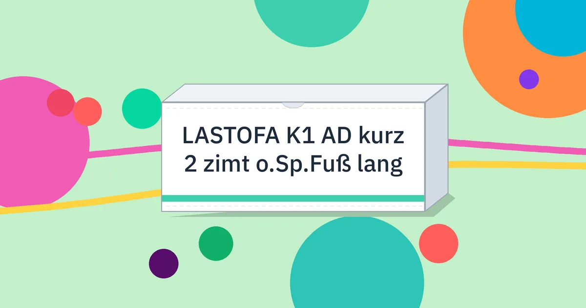 Symbolbild: Packung mit der Aufschrift LASTOFA K1 AD kurz 2 zimt o.Sp.Fuß lang (PZN 14146368) – Verfügbarkeit und Bezug in Apotheken in Frankfurt am Main