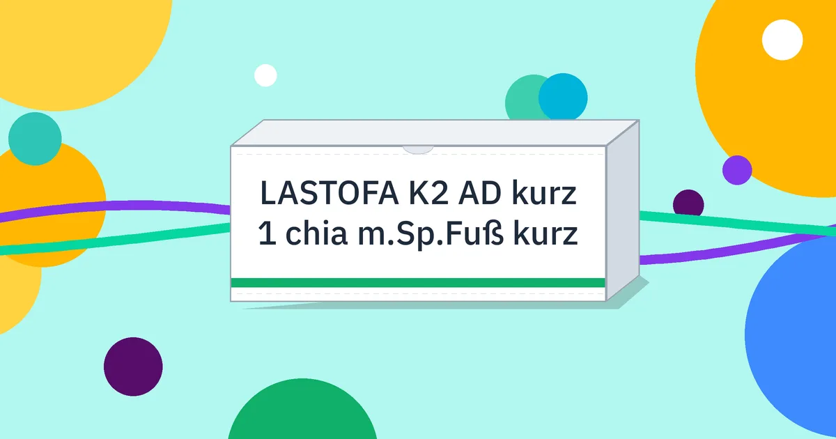 Symbolbild: Packung mit der Aufschrift LASTOFA K2 AD kurz 1 chia m.Sp.Fuß kurz (PZN 13799393) – Verfügbarkeit und Bezug in Apotheken in Frankfurt am Main