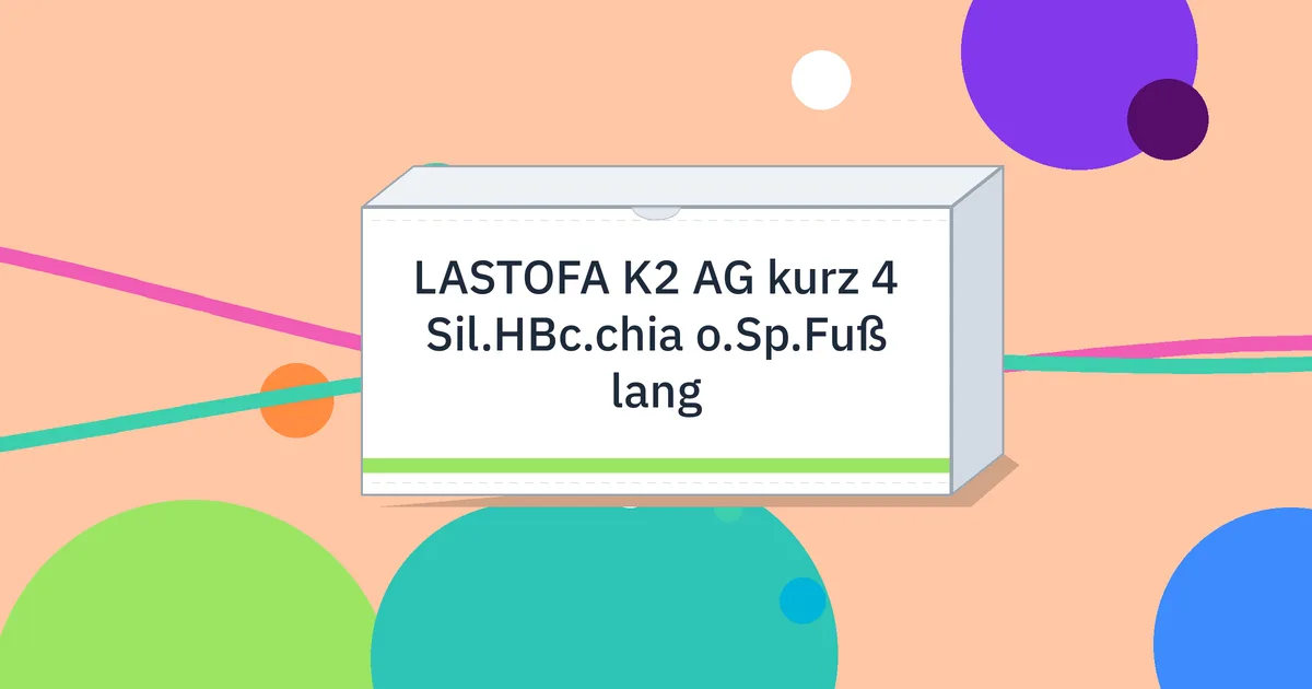 Symbolbild: Packung mit der Aufschrift LASTOFA K2 AG kurz 4 Sil.HBc.chia o.Sp.Fuß lang (PZN 14149906) – Verfügbarkeit und Bezug in Apotheken in Frankfurt am Main