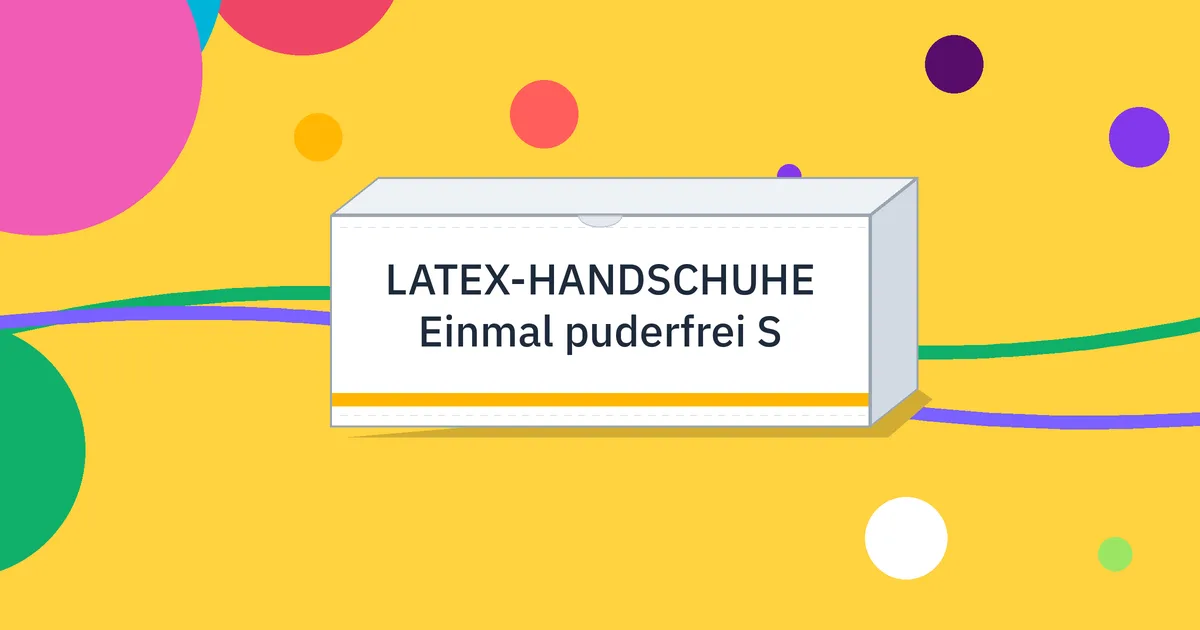Symbolbild: Packung mit der Aufschrift LATEX-HANDSCHUHE Einmal puderfrei S (PZN 07646053) – Verfügbarkeit und Bezug in Apotheken in Frankfurt am Main