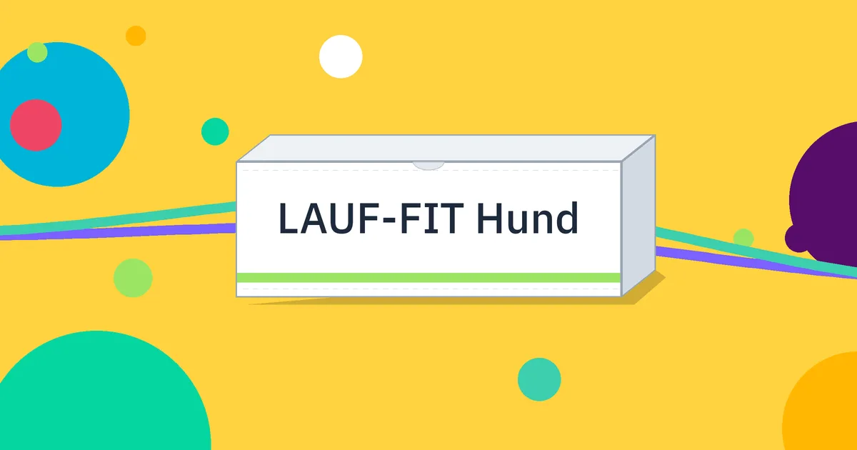 Symbolbild: Packung mit der Aufschrift LAUF-FIT Hund (PZN 02489910) – Verfügbarkeit und Bezug in Apotheken in Frankfurt am Main