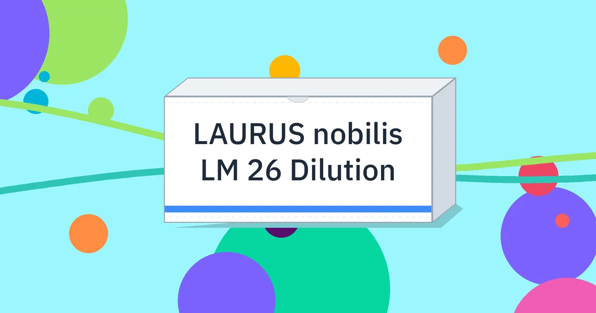 Symbolbild: Packung mit der Aufschrift LAURUS nobilis LM 26 Dilution (PZN 13524673) – Verfügbarkeit und Bezug in Apotheken in Frankfurt am Main