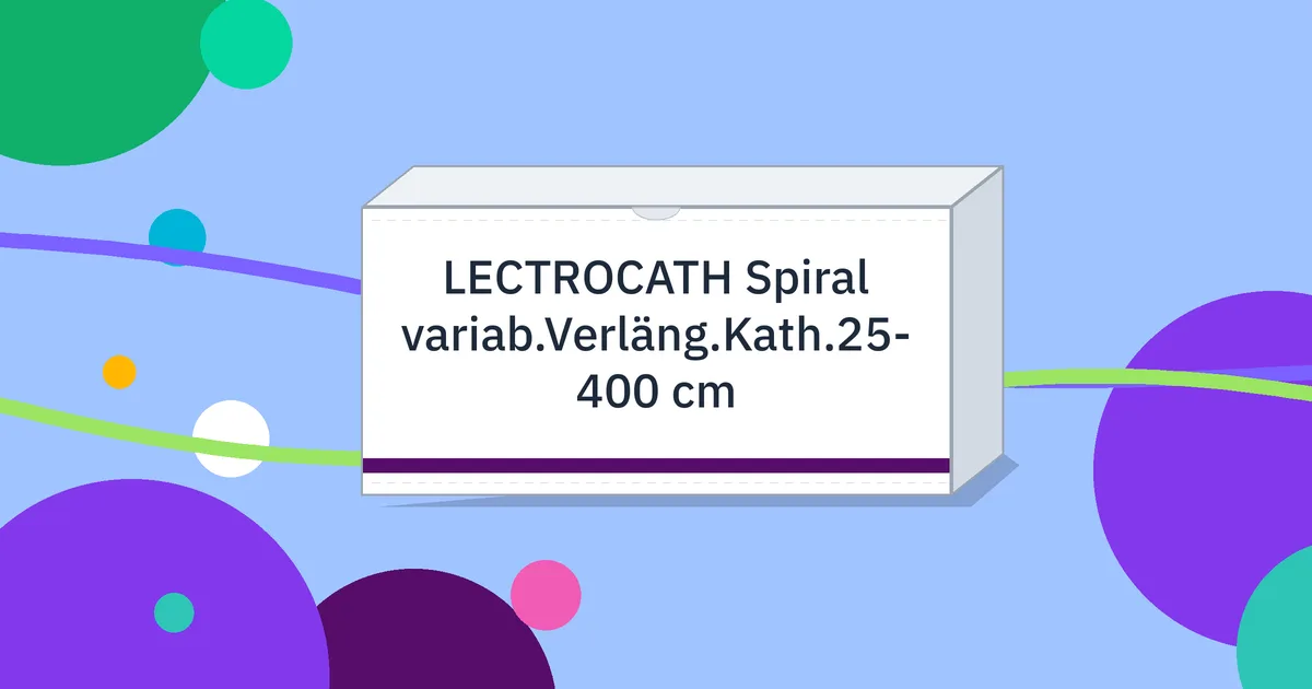 Symbolbild: Packung mit der Aufschrift LECTROCATH Spiral variab.Verläng.Kath.25-400 cm (PZN 00965921) – Verfügbarkeit und Bezug in Apotheken in Frankfurt am Main