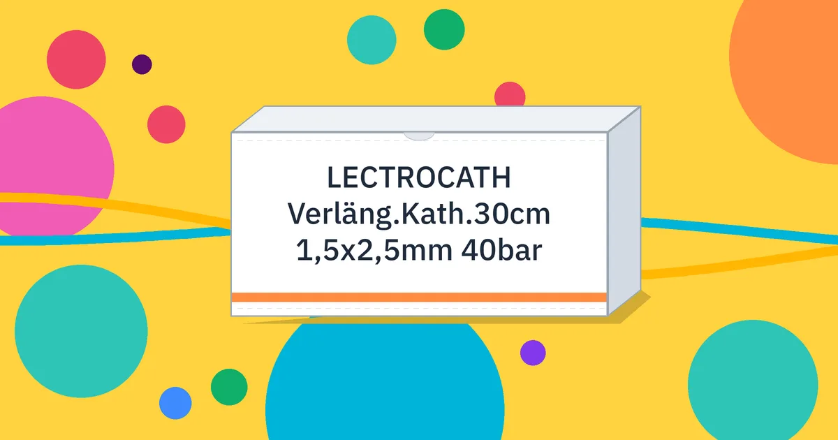 Symbolbild: Packung mit der Aufschrift LECTROCATH Verläng.Kath.30cm 1,5x2,5mm 40bar (PZN 00965938) – Verfügbarkeit und Bezug in Apotheken in Frankfurt am Main