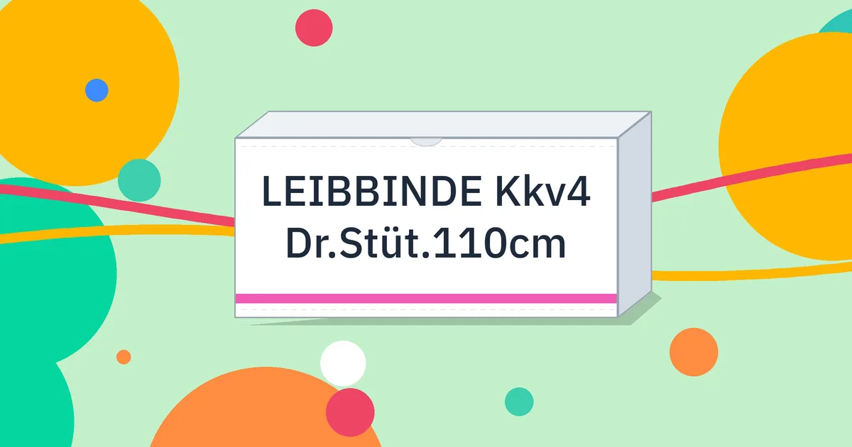Symbolbild: Packung mit der Aufschrift LEIBBINDE Kkv4 Dr.Stüt.110cm (PZN 01732099) – Verfügbarkeit und Bezug in Apotheken in Frankfurt am Main