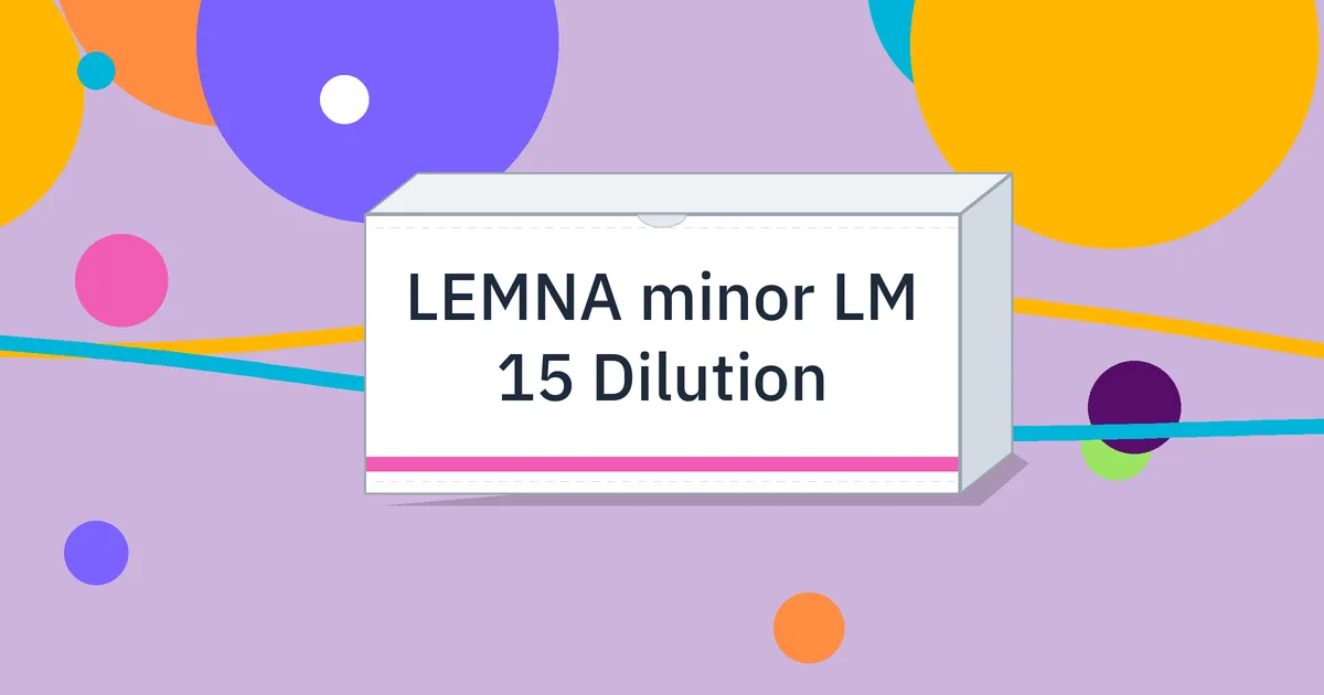 Symbolbild: Packung mit der Aufschrift LEMNA minor LM 15 Dilution (PZN 13525000) – Verfügbarkeit und Bezug in Apotheken in Frankfurt am Main