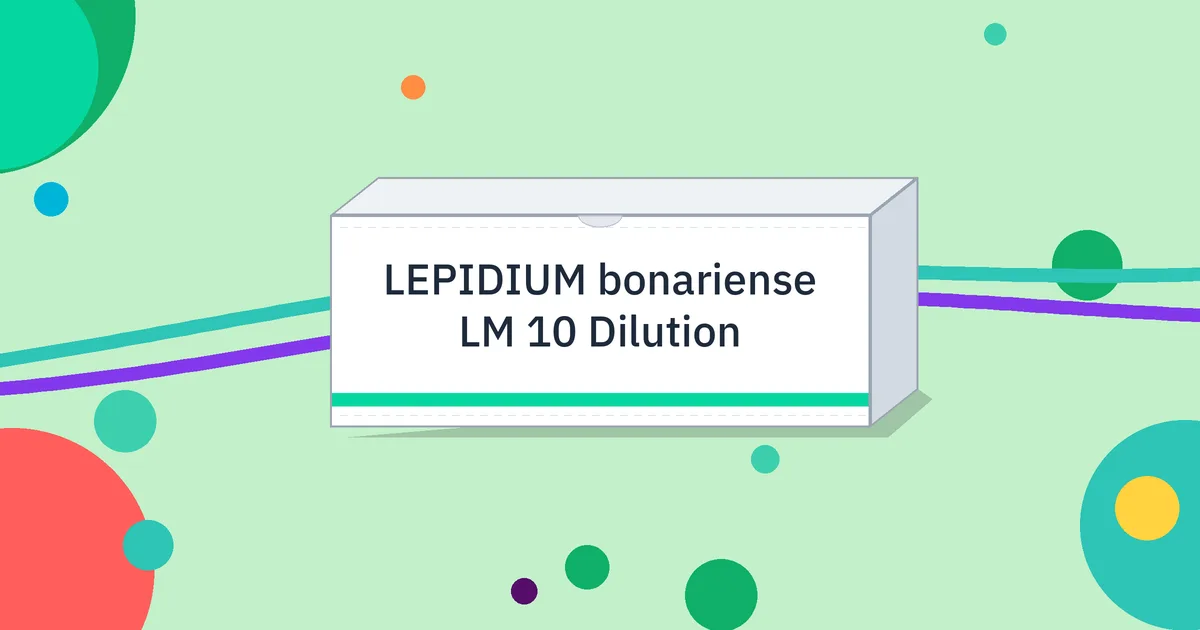 Symbolbild: Packung mit der Aufschrift LEPIDIUM bonariense LM 10 Dilution (PZN 13526318) – Verfügbarkeit und Bezug in Apotheken in Frankfurt am Main