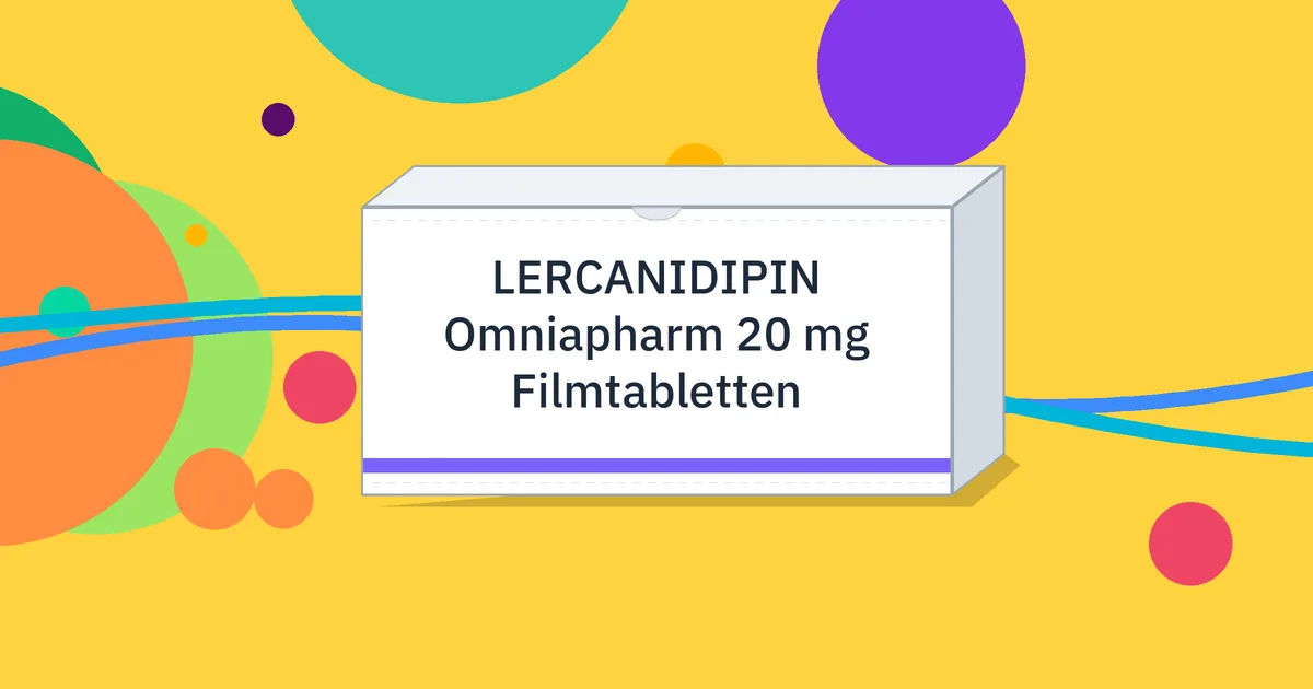 Symbolbild: Packung mit der Aufschrift LERCANIDIPIN Omniapharm 20 mg Filmtabletten (PZN 10042235) – Verfügbarkeit und Bezug in Apotheken in Frankfurt am Main