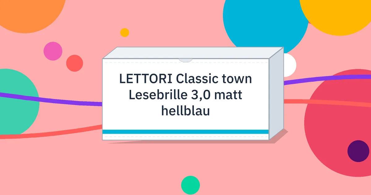 Symbolbild: Packung mit der Aufschrift LETTORI Classic town Lesebrille 3,0 matt hellblau (PZN 11118207) – Verfügbarkeit und Bezug in Apotheken in Frankfurt am Main