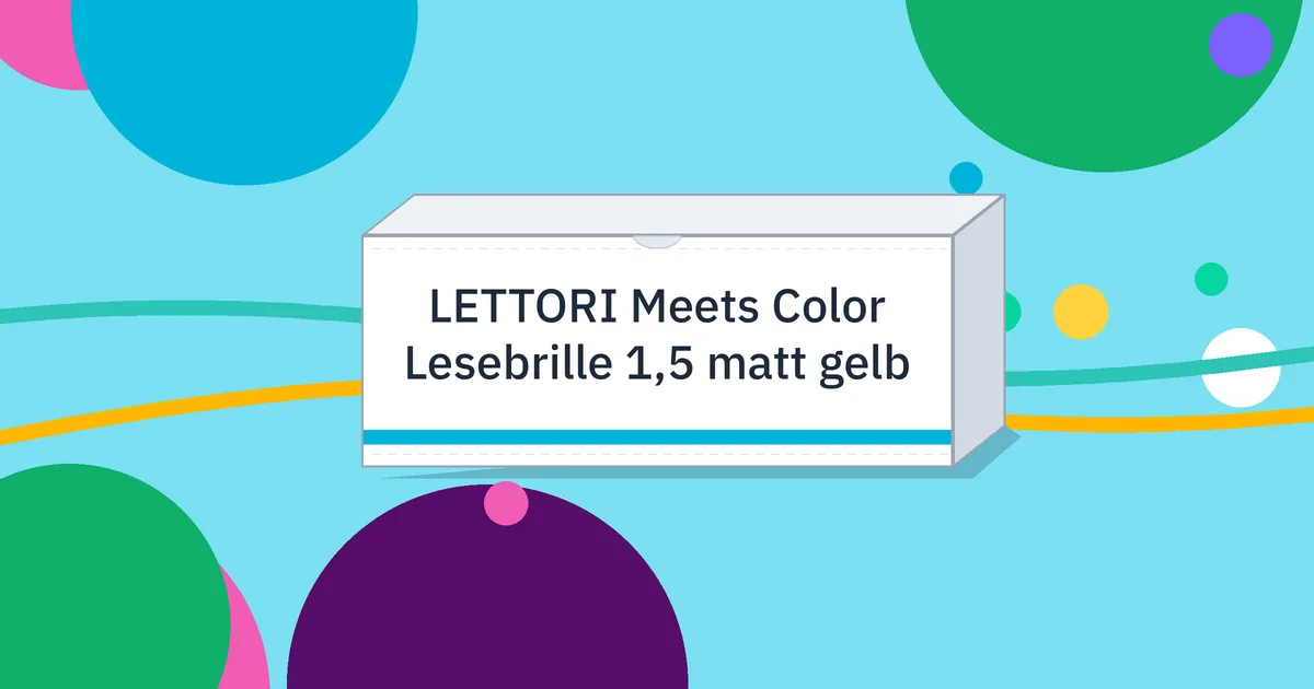 Symbolbild: Packung mit der Aufschrift LETTORI Meets Color Lesebrille 1,5 matt gelb (PZN 11057090) – Verfügbarkeit und Bezug in Apotheken in Frankfurt am Main