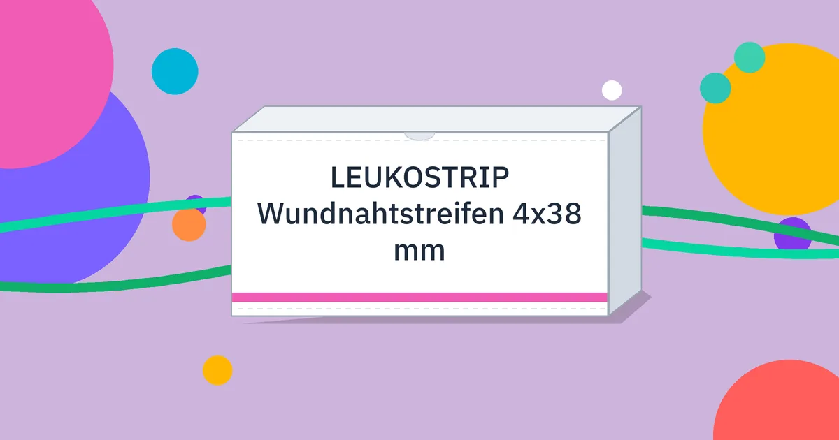 Symbolbild: Packung mit der Aufschrift LEUKOSTRIP Wundnahtstreifen 4x38 mm (PZN 07610374) – Verfügbarkeit und Bezug in Apotheken in Frankfurt am Main