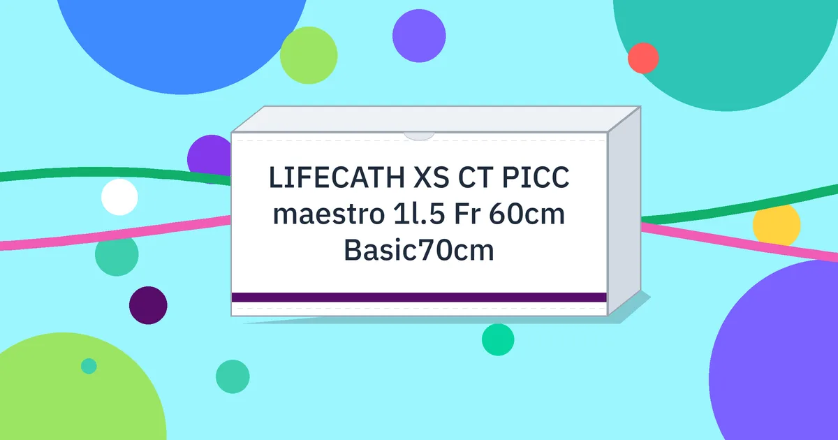 Symbolbild: Packung mit der Aufschrift LIFECATH XS CT PICC maestro 1l.5 Fr 60cm Basic70cm (PZN 19127890) – Verfügbarkeit und Bezug in Apotheken in Frankfurt am Main