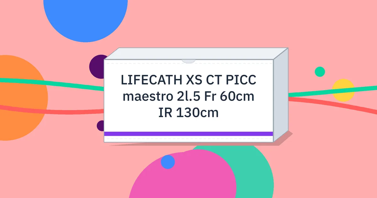 Symbolbild: Packung mit der Aufschrift LIFECATH XS CT PICC maestro 2l.5 Fr 60cm IR 130cm (PZN 19128116) – Verfügbarkeit und Bezug in Apotheken in Frankfurt am Main