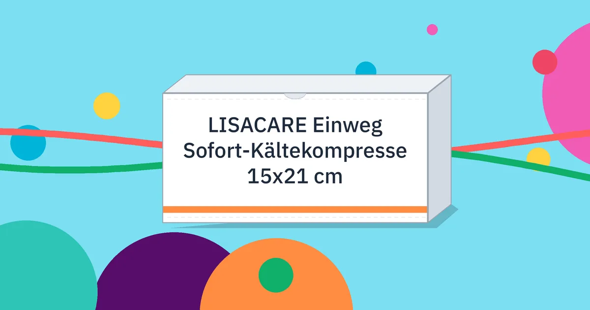 Symbolbild: Packung mit der Aufschrift LISACARE Einweg Sofort-Kältekompresse 15x21 cm (PZN 19822058) – Verfügbarkeit und Bezug in Apotheken in Frankfurt am Main