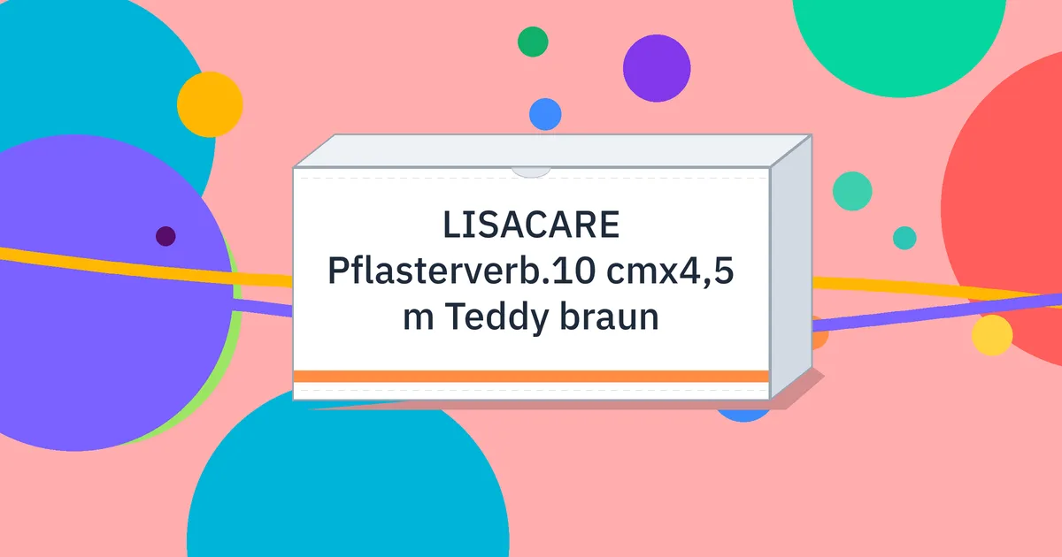 Symbolbild: Packung mit der Aufschrift LISACARE Pflasterverb.10 cmx4,5 m Teddy braun (PZN 17893344) – Verfügbarkeit und Bezug in Apotheken in Frankfurt am Main