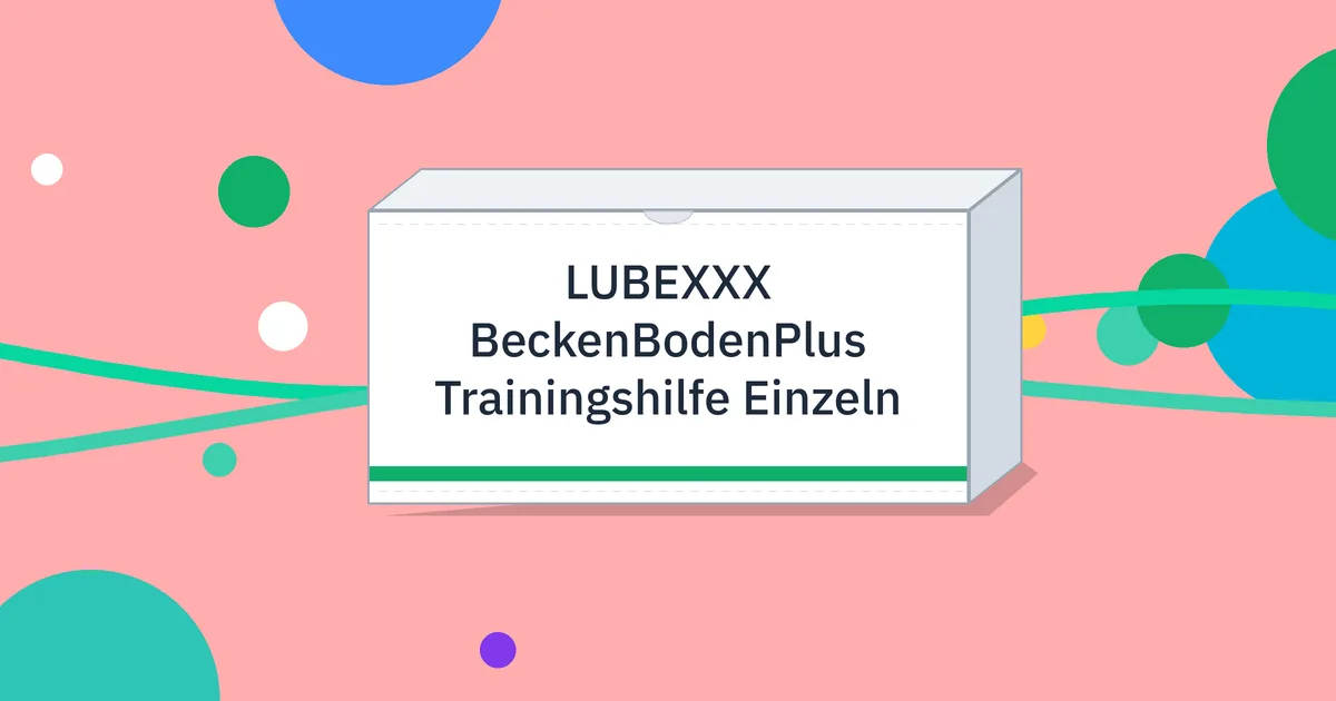 Symbolbild: Packung mit der Aufschrift LUBEXXX BeckenBodenPlus Trainingshilfe Einzeln (PZN 19223702) – Verfügbarkeit und Bezug in Apotheken in Frankfurt am Main