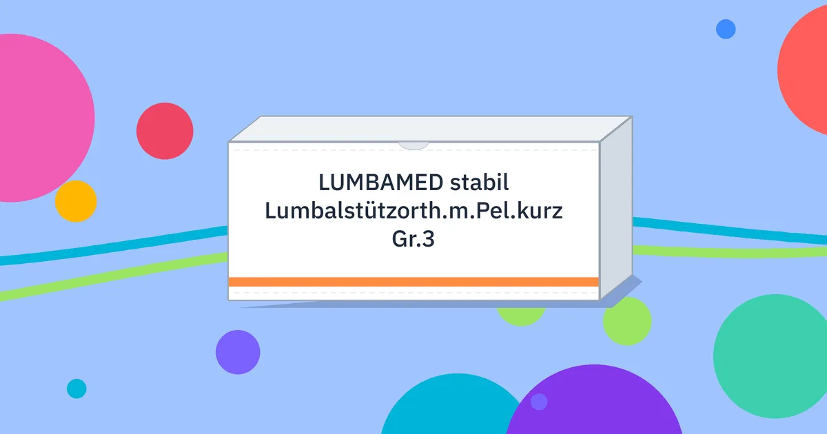 Symbolbild: Packung mit der Aufschrift LUMBAMED stabil Lumbalstützorth.m.Pel.kurz Gr.3 (PZN 15313822) – Verfügbarkeit und Bezug in Apotheken in Frankfurt am Main