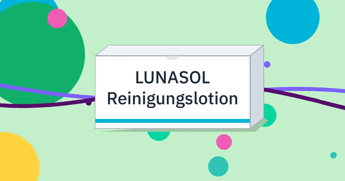 Symbolbild: Packung mit der Aufschrift LUNASOL Reinigungslotion (PZN 19755184) – Verfügbarkeit und Bezug in Apotheken in Frankfurt am Main