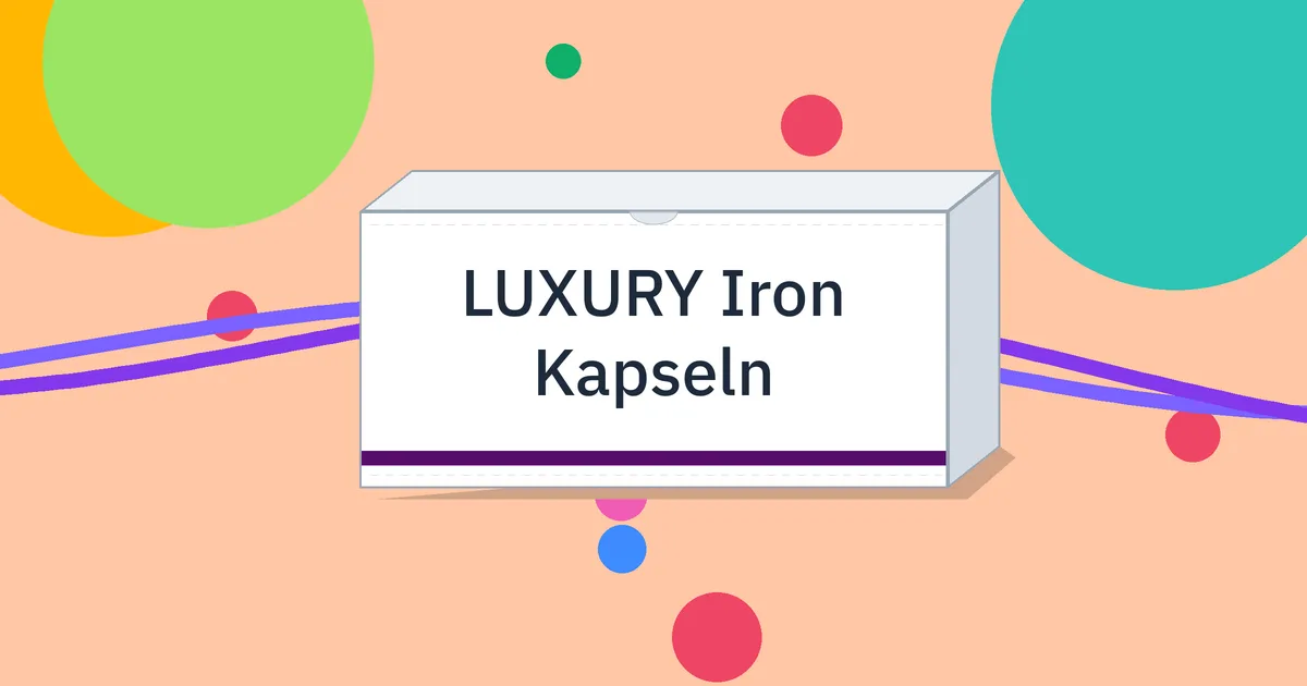 Symbolbild: Packung mit der Aufschrift LUXURY Iron Kapseln (PZN 17146162) – Verfügbarkeit und Bezug in Apotheken in Frankfurt am Main