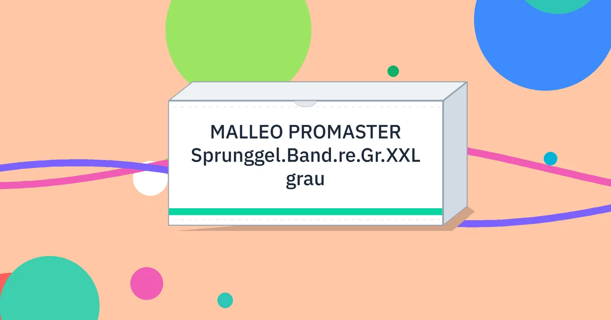 Symbolbild: Packung mit der Aufschrift MALLEO PROMASTER Sprunggel.Band.re.Gr.XXL grau (PZN 10927181) – Verfügbarkeit und Bezug in Apotheken in Frankfurt am Main