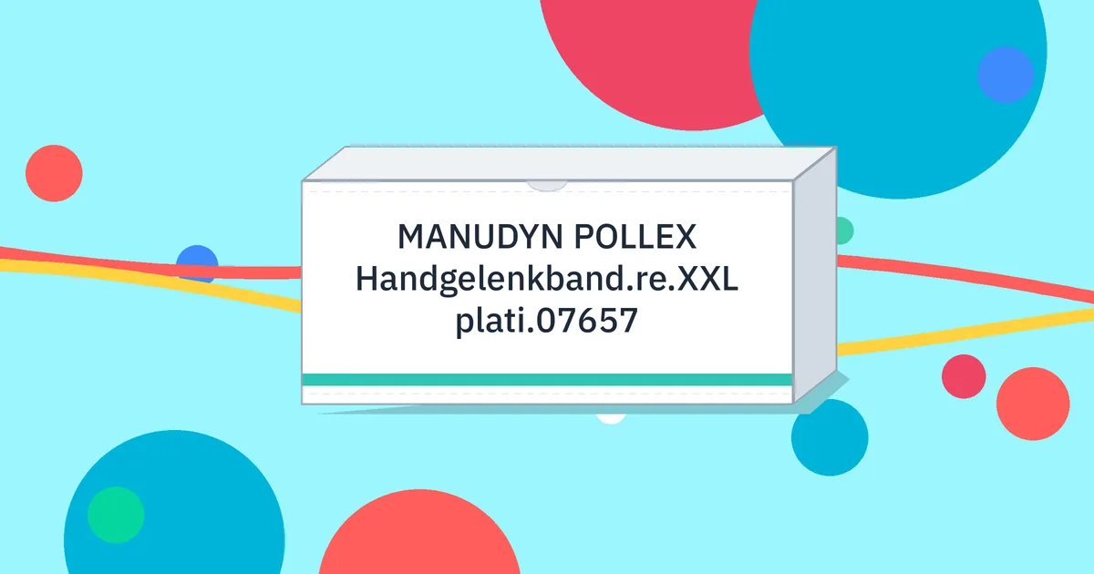Symbolbild: Packung mit der Aufschrift MANUDYN POLLEX Handgelenkband.re.XXL plati.07657 (PZN 13986267) – Verfügbarkeit und Bezug in Apotheken in Frankfurt am Main