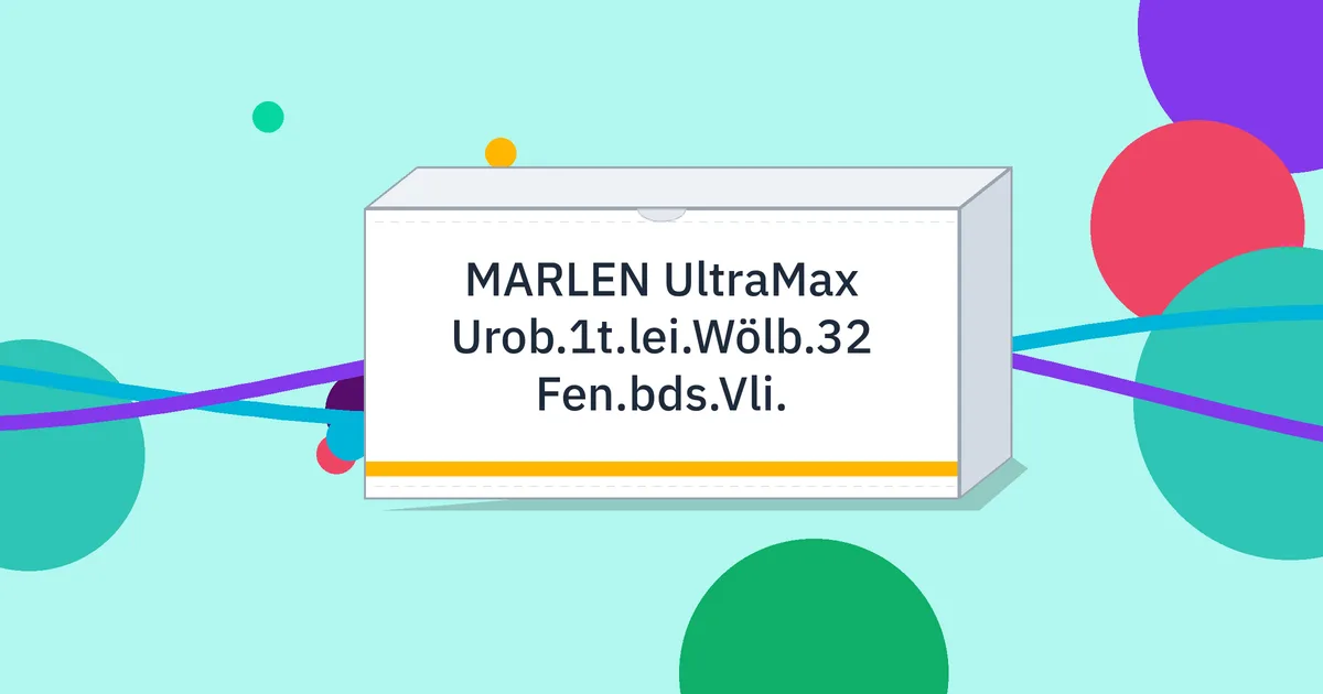 Symbolbild: Packung mit der Aufschrift MARLEN UltraMax Urob.1t.lei.Wölb.32 Fen.bds.Vli. (PZN 10741430) – Verfügbarkeit und Bezug in Apotheken in Frankfurt am Main