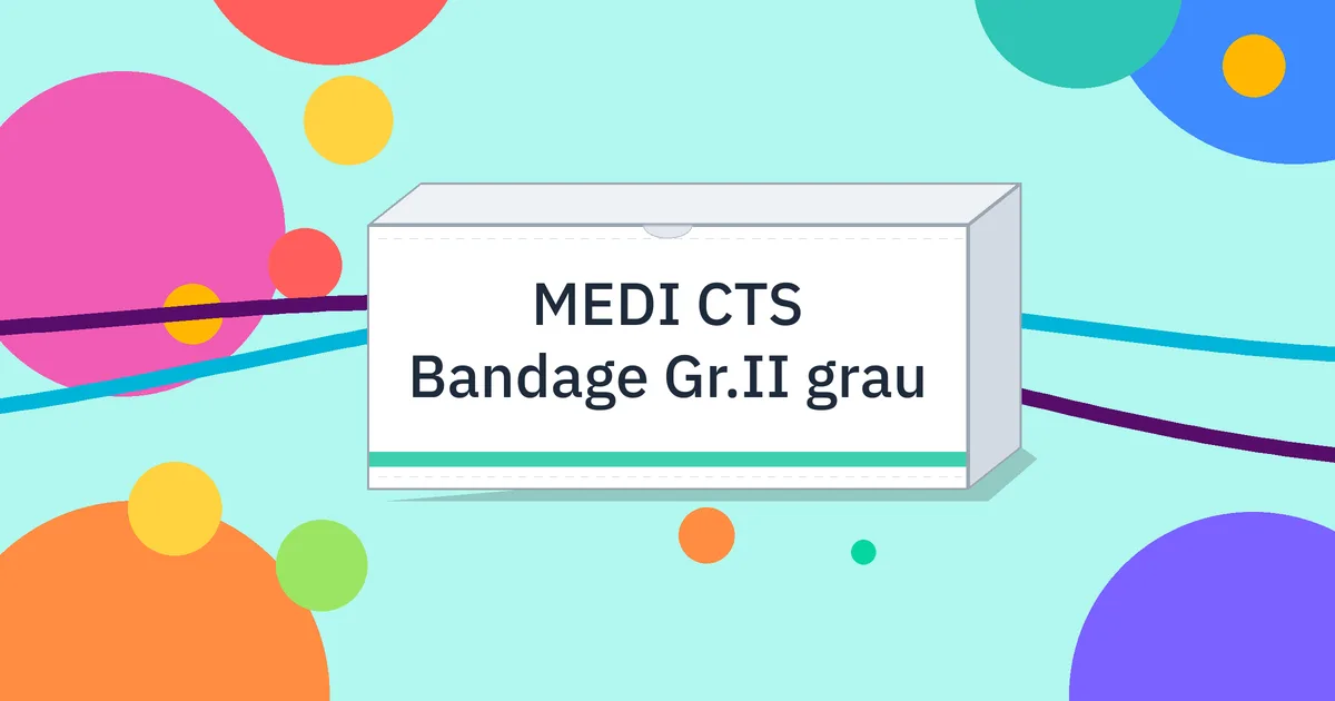 Symbolbild: Packung mit der Aufschrift MEDI CTS Bandage Gr.II grau (PZN 15314224) – Verfügbarkeit und Bezug in Apotheken in Frankfurt am Main