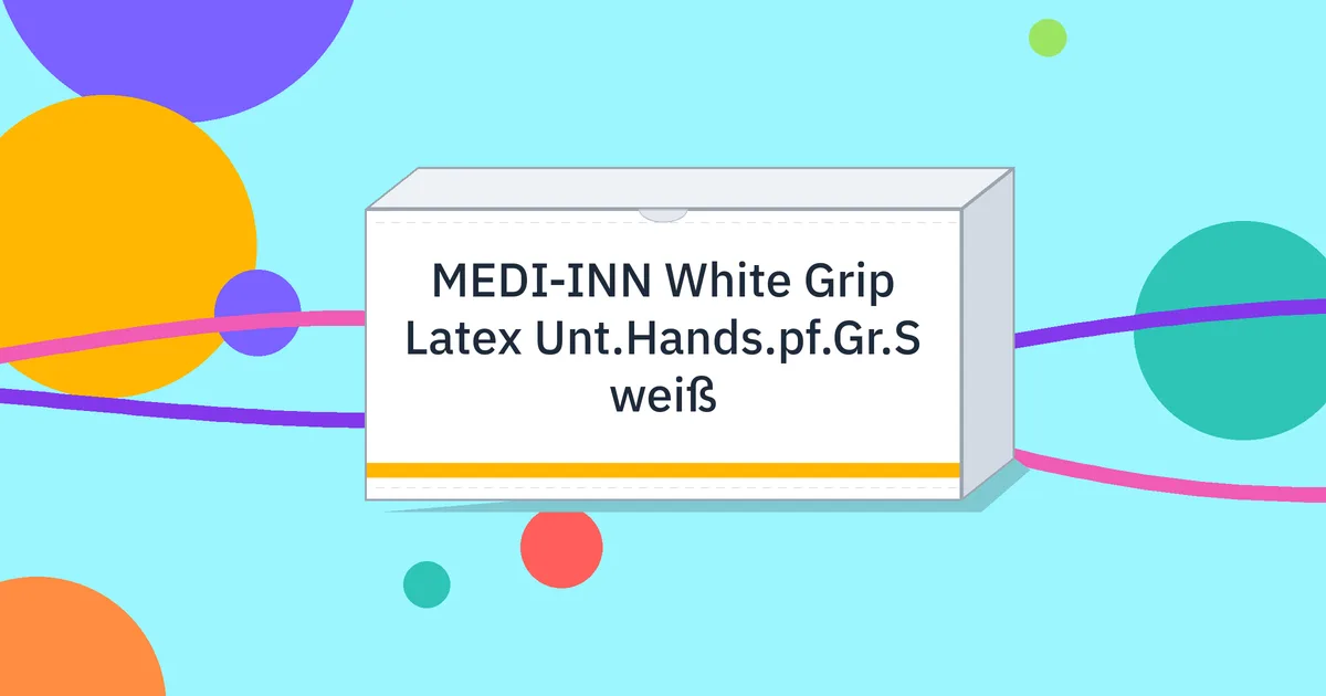 Symbolbild: Packung mit der Aufschrift MEDI-INN White Grip Latex Unt.Hands.pf.Gr.S weiß (PZN 04762936) – Verfügbarkeit und Bezug in Apotheken in Frankfurt am Main