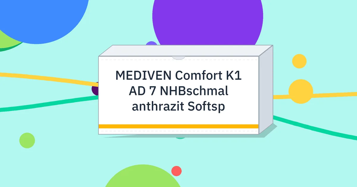 Symbolbild: Packung mit der Aufschrift MEDIVEN Comfort K1 AD 7 NHBschmal anthrazit Softsp (PZN 14561357) – Verfügbarkeit und Bezug in Apotheken in Frankfurt am Main