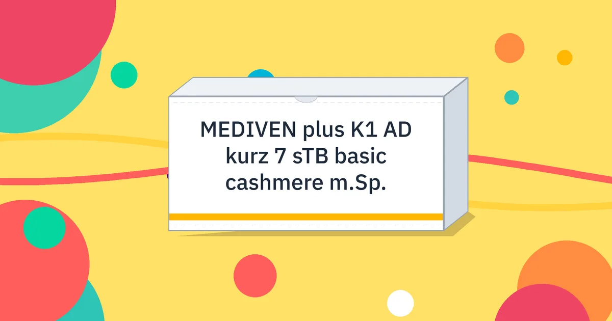 Symbolbild: Packung mit der Aufschrift MEDIVEN plus K1 AD kurz 7 sTB basic cashmere m.Sp. (PZN 15046700) – Verfügbarkeit und Bezug in Apotheken in Frankfurt am Main