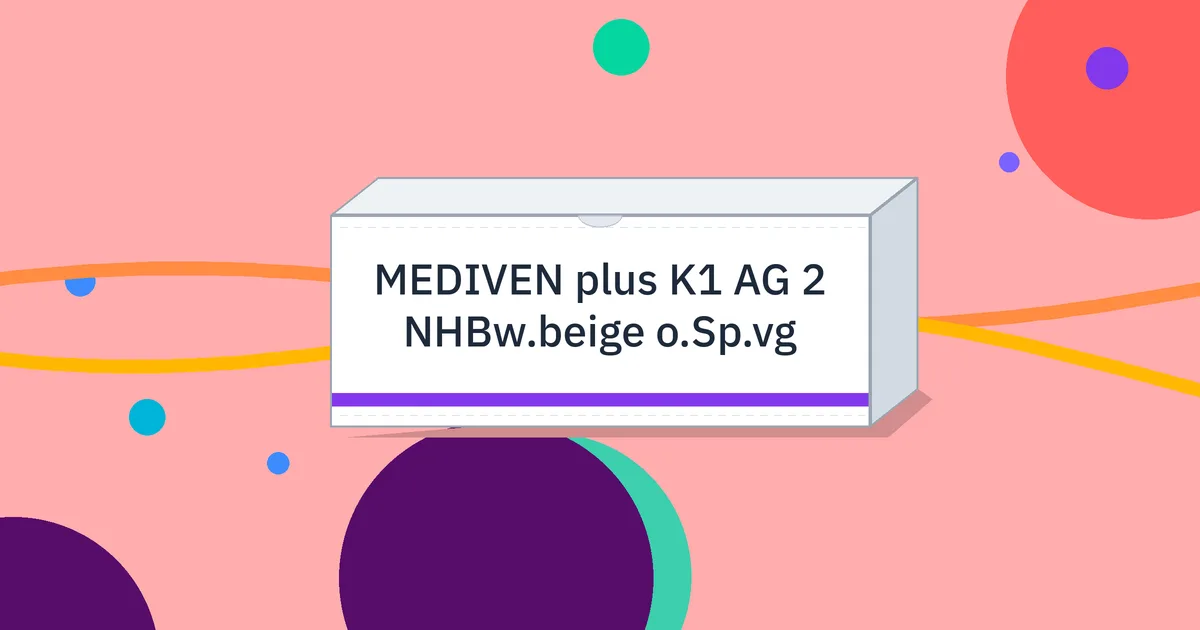 Symbolbild: Packung mit der Aufschrift MEDIVEN plus K1 AG 2 NHBw.beige o.Sp.vg (PZN 15923992) – Verfügbarkeit und Bezug in Apotheken in Frankfurt am Main