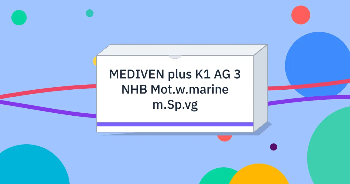 Symbolbild: Packung mit der Aufschrift MEDIVEN plus K1 AG 3 NHB Mot.w.marine m.Sp.vg (PZN 15920870) – Verfügbarkeit und Bezug in Apotheken in Frankfurt am Main