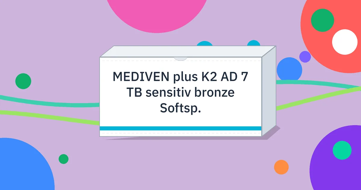 Symbolbild: Packung mit der Aufschrift MEDIVEN plus K2 AD 7 TB sensitiv bronze Softsp. (PZN 15105584) – Verfügbarkeit und Bezug in Apotheken in Frankfurt am Main
