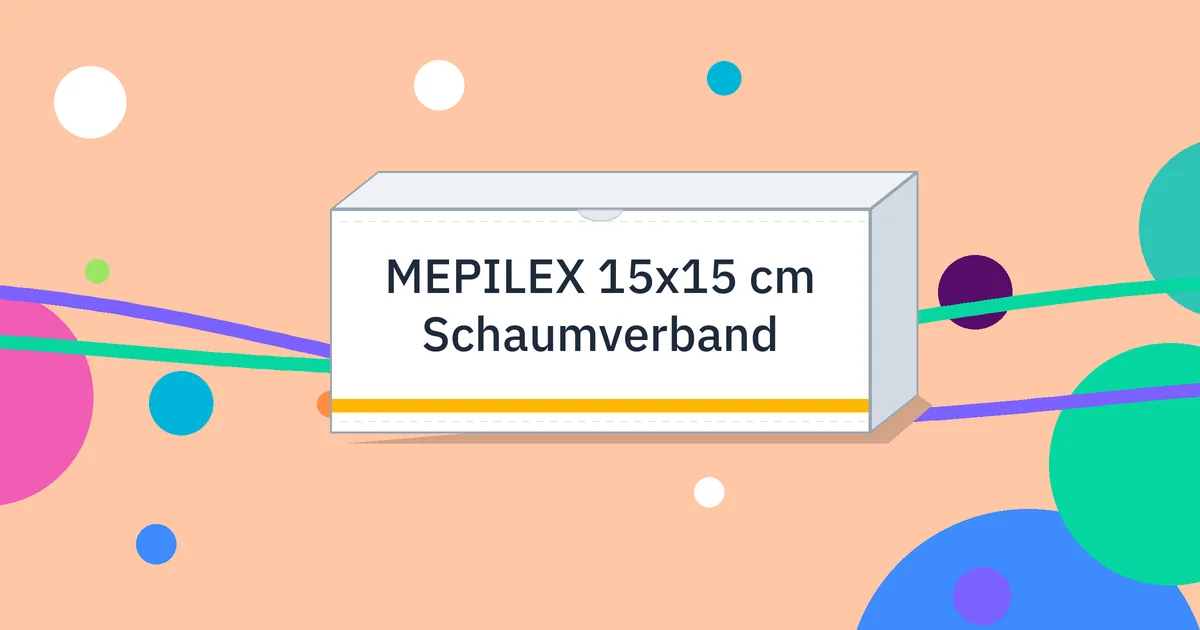 Symbolbild: Packung mit der Aufschrift MEPILEX 15x15 cm Schaumverband (PZN 11857175) – Verfügbarkeit und Bezug in Apotheken in Frankfurt am Main